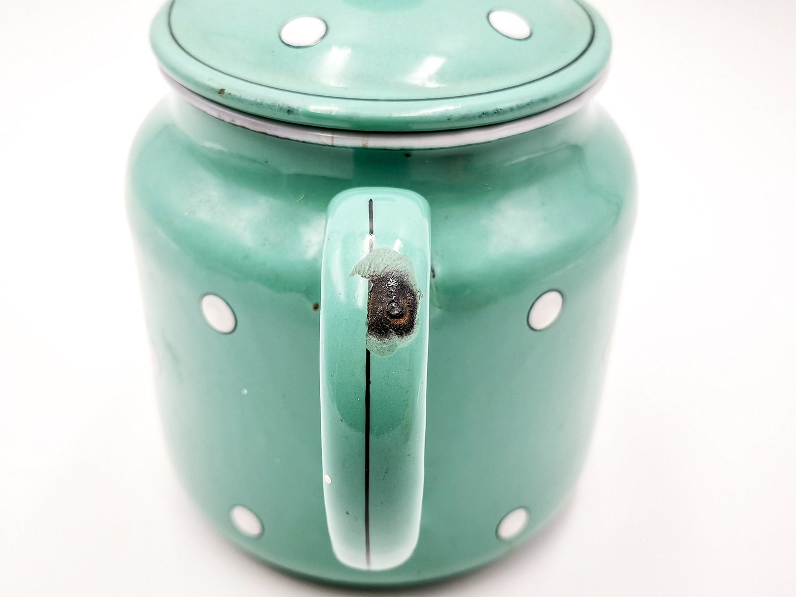 Antique French Enamel Teapot Enameled Teapot Jade Green & - Etsy