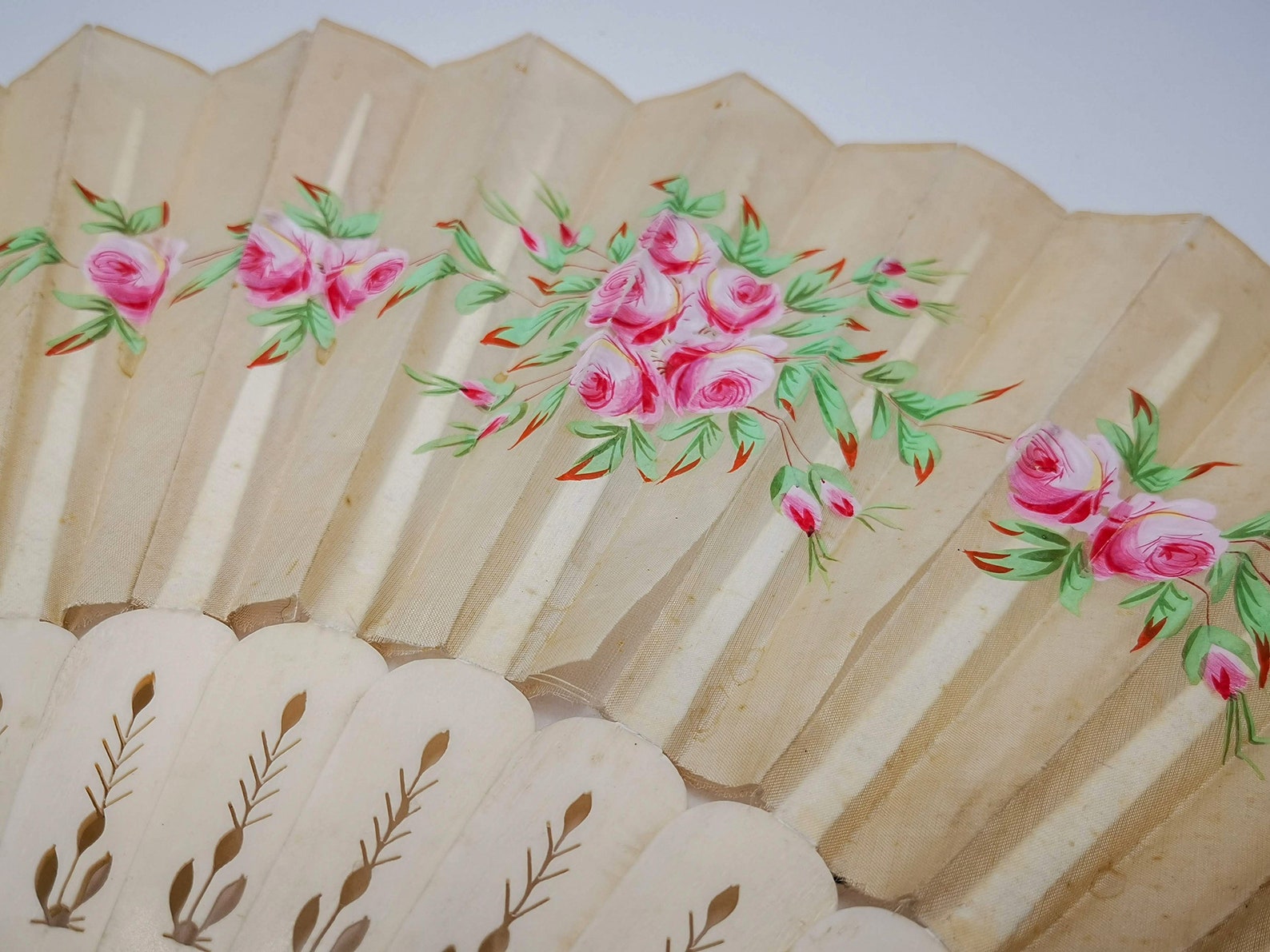 Antique French Hand Fan Folding Fan Fretworked & Engraved | Etsy