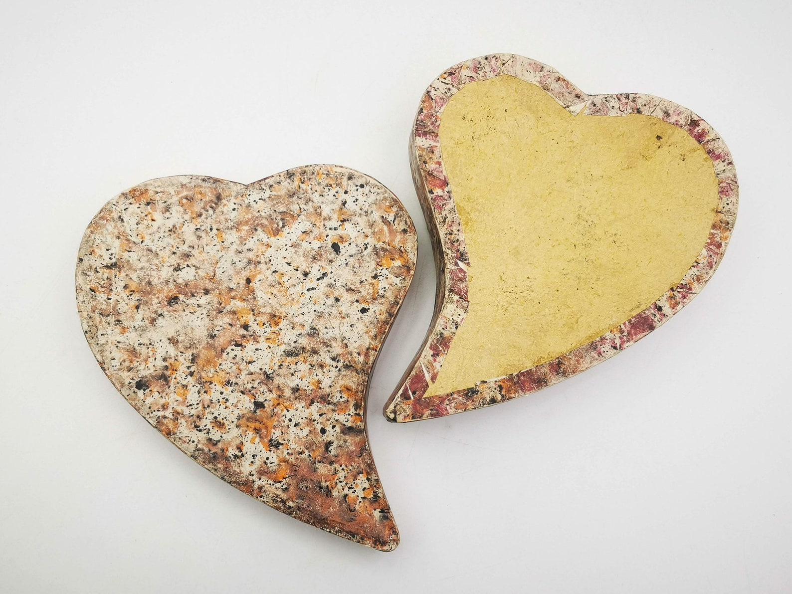 Antique Italian Box Heart Shape Box Covered With Marbled - Etsy