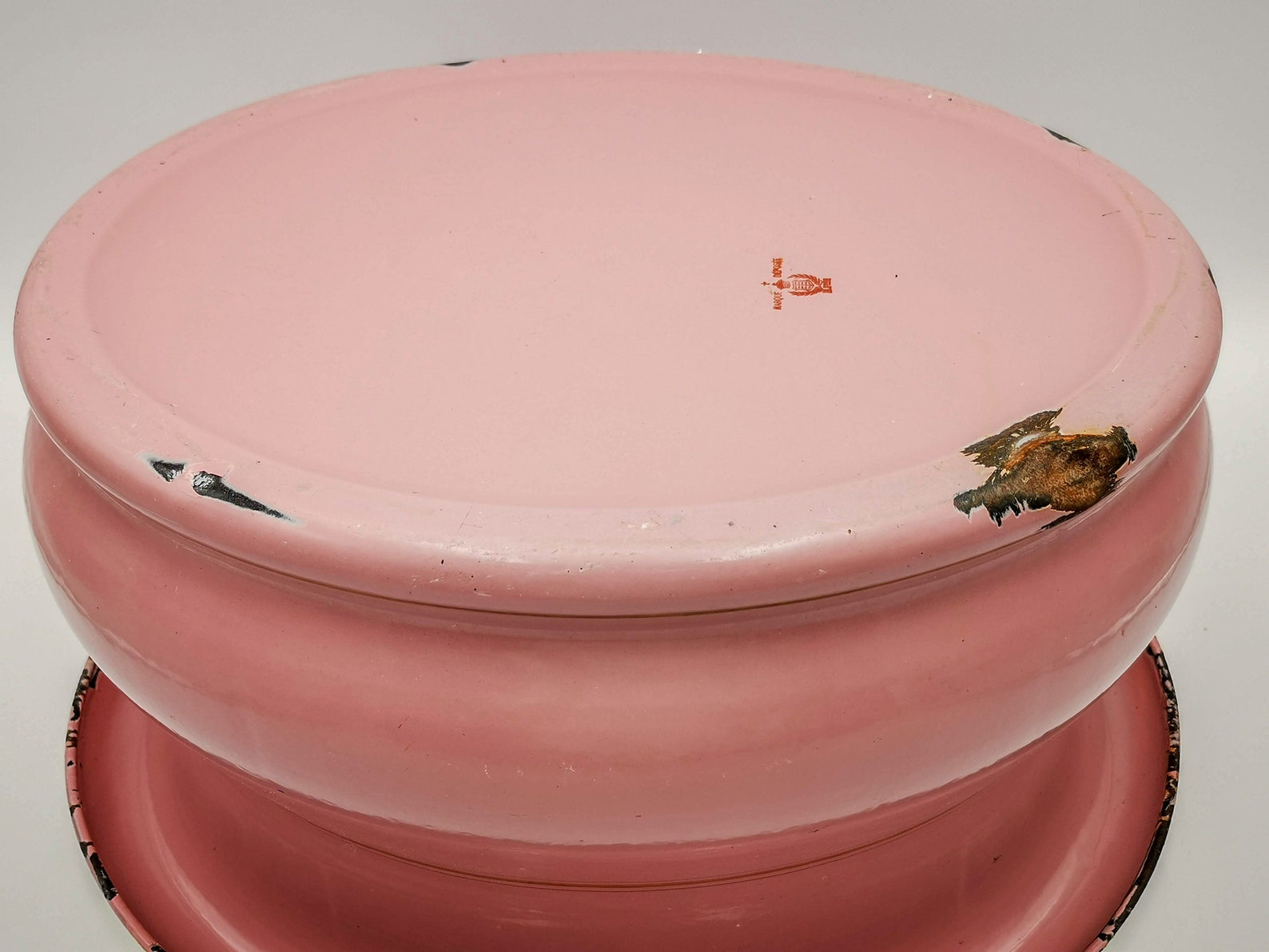 Antique rare French enamel foot wash basin pink enamel foot | Etsy