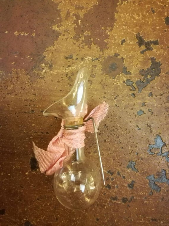 Vintage Glass Tussie Mussie Vase, Lapel Pin Pink Silk… - Gem