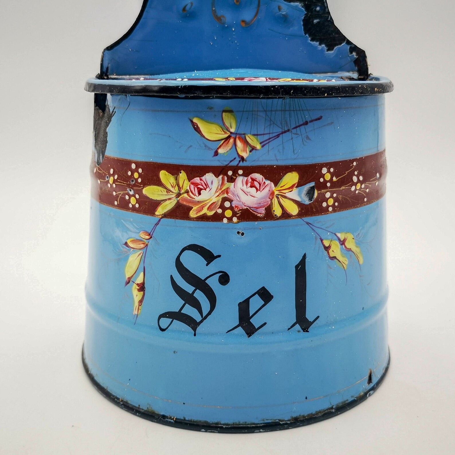 Antique French Enameled Salt Box Blue Salt Box With Hand - Etsy