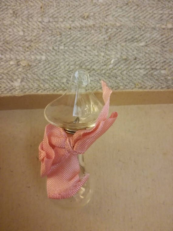 Vintage Glass Tussie Mussie Vase, Lapel Pin Pink Silk… - Gem