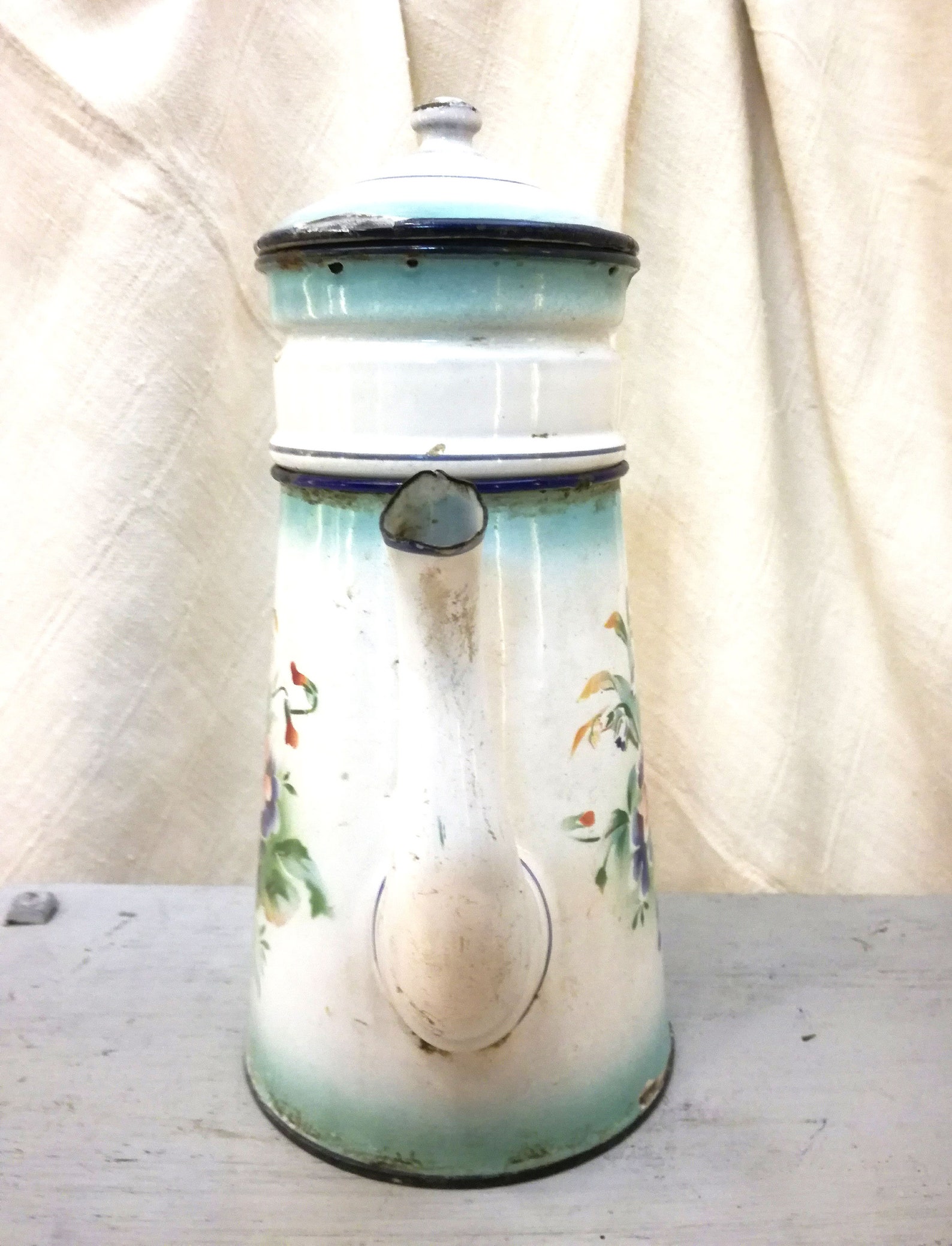 Enameled French COFFEE BIGGIN Japy Shades of Blue Wild - Etsy
