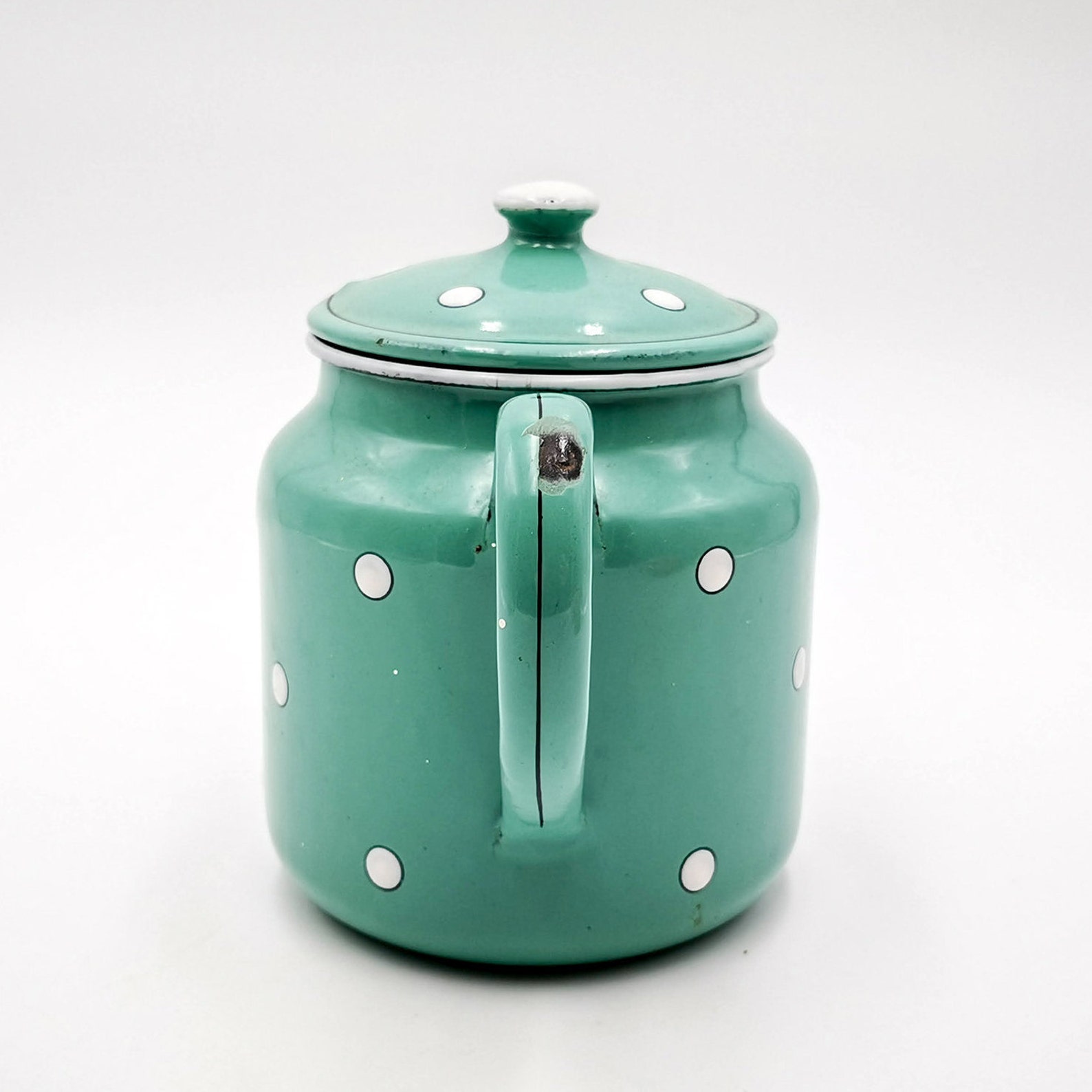 Antique French Enamel Teapot Enameled Teapot Jade Green & - Etsy