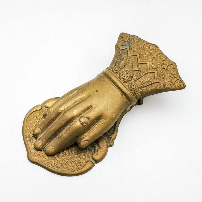 Solid Brass Paper Clip Holder Victorian Hand Shaped Note - Etsy