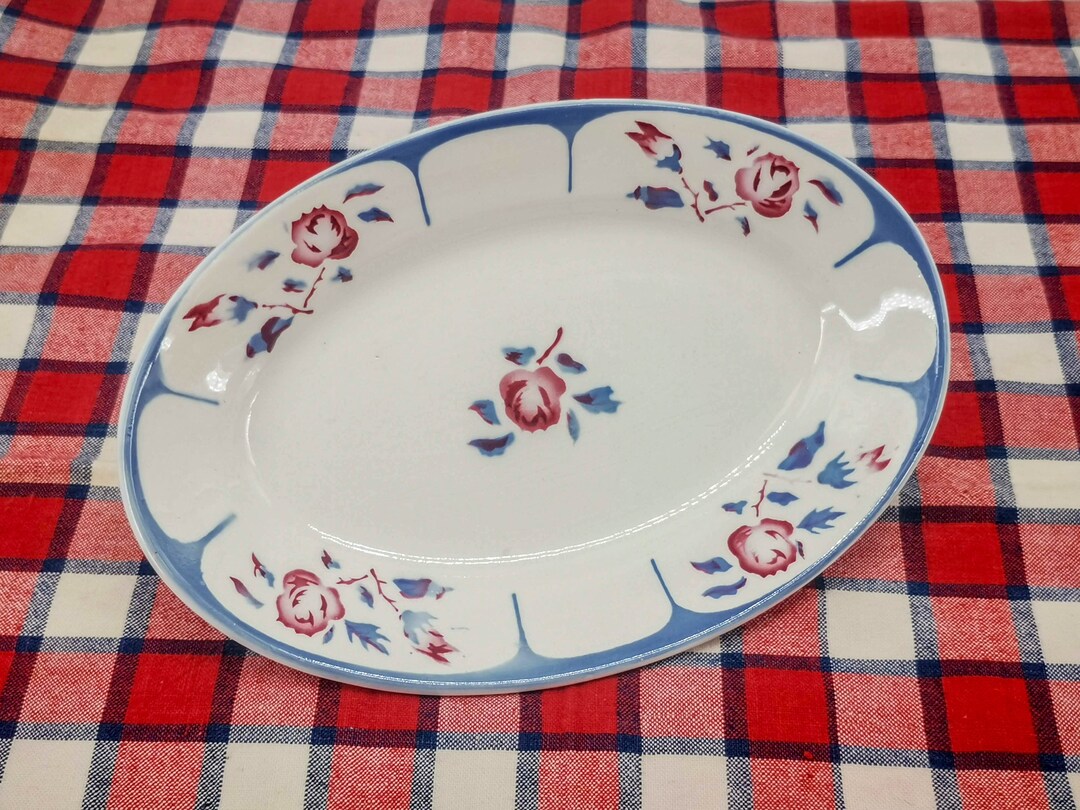 Vintage French Small Oval Plate, Ravier, Ceramic Small Oval Plate for ...