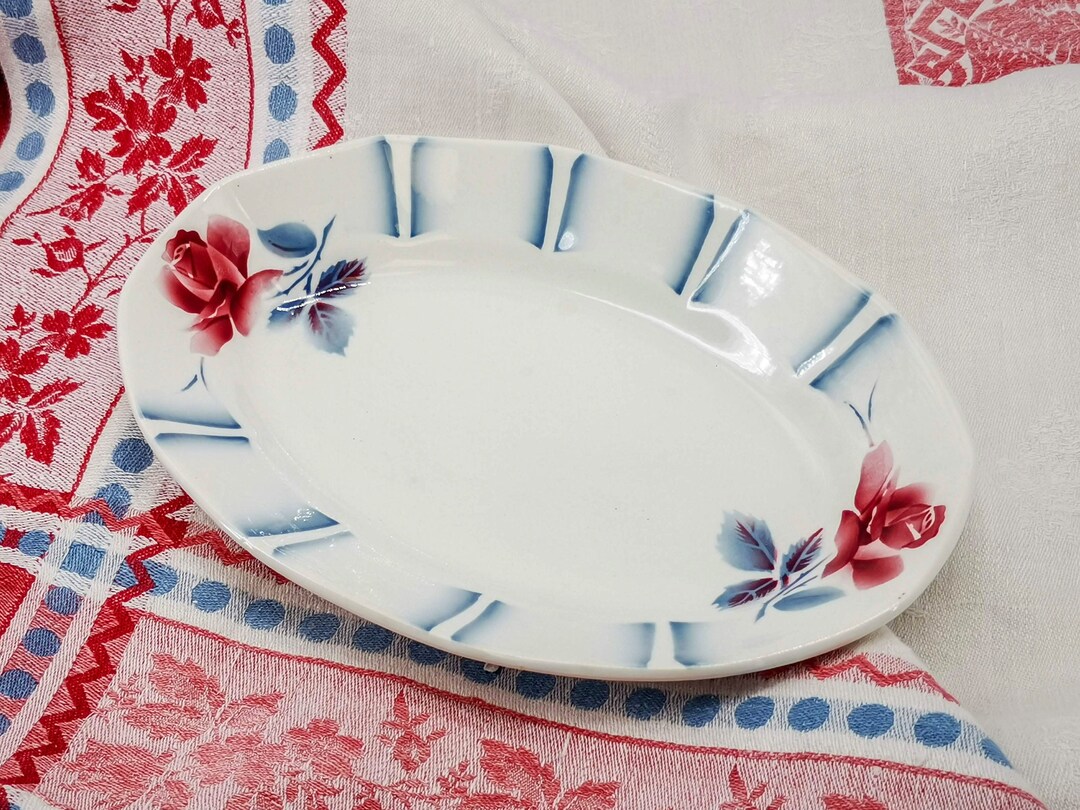 Vintage French Small Oval Plate, Ravier, Ceramic Small Oval Plate for ...