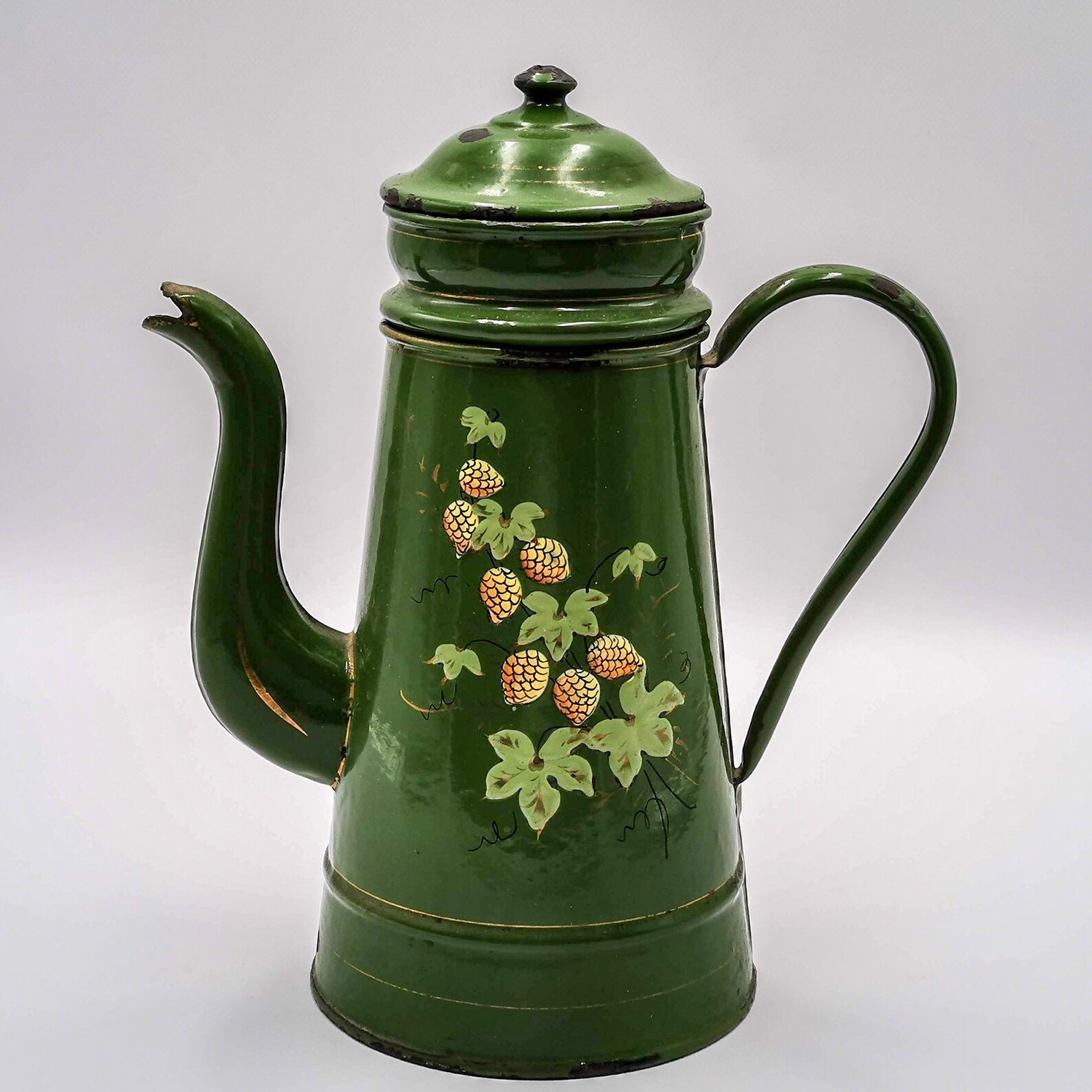 Enamel French COFFEE BIGGIN in Rare Green Color Hand Painted - Etsy