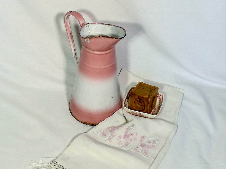 Antique French Enameled Body Pitcher Pink to White Shades - Etsy