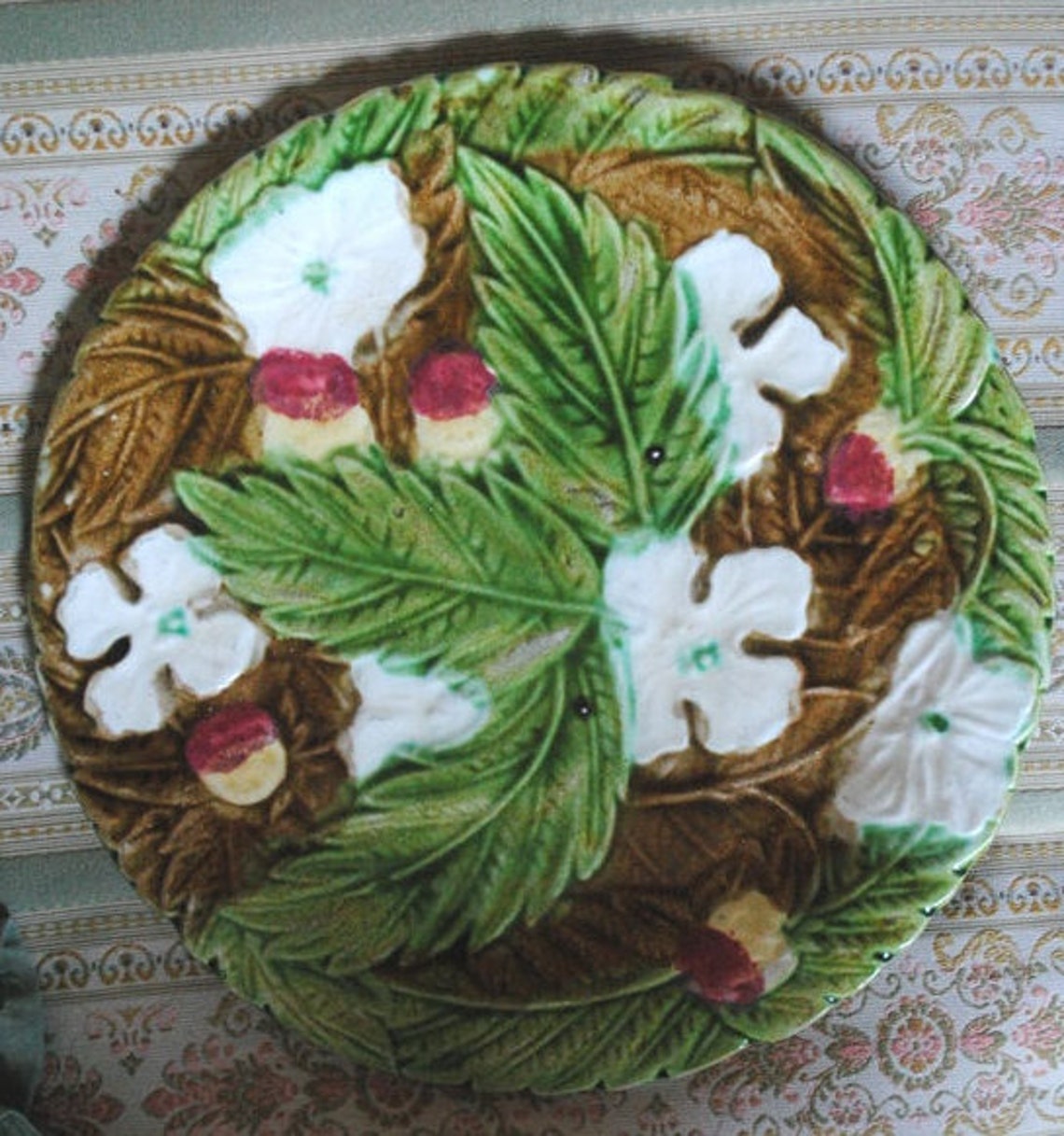 Antique French Majolica BARBOTINE Plate Unsigned | Etsy