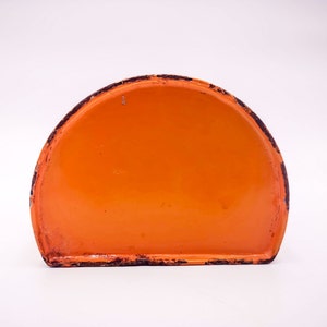 Antique French Enamel SALT BOX, Orange Enamel Salt Box, White Stripes ...