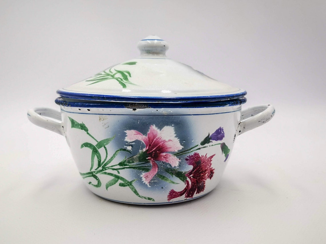 Enameled French Small Soup Tureen Japy 1930's Airbrushed - Etsy