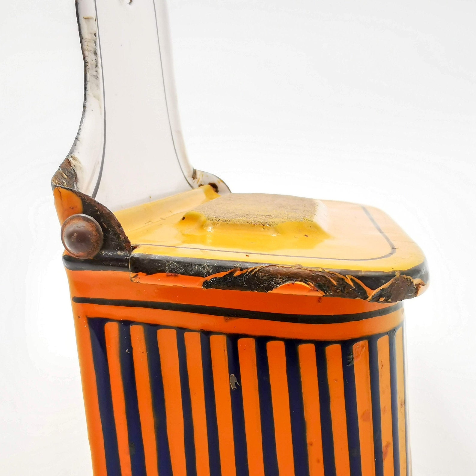 Enameled ALLUMETTES Match BOX Orange & Blue Stripes Antique | Etsy