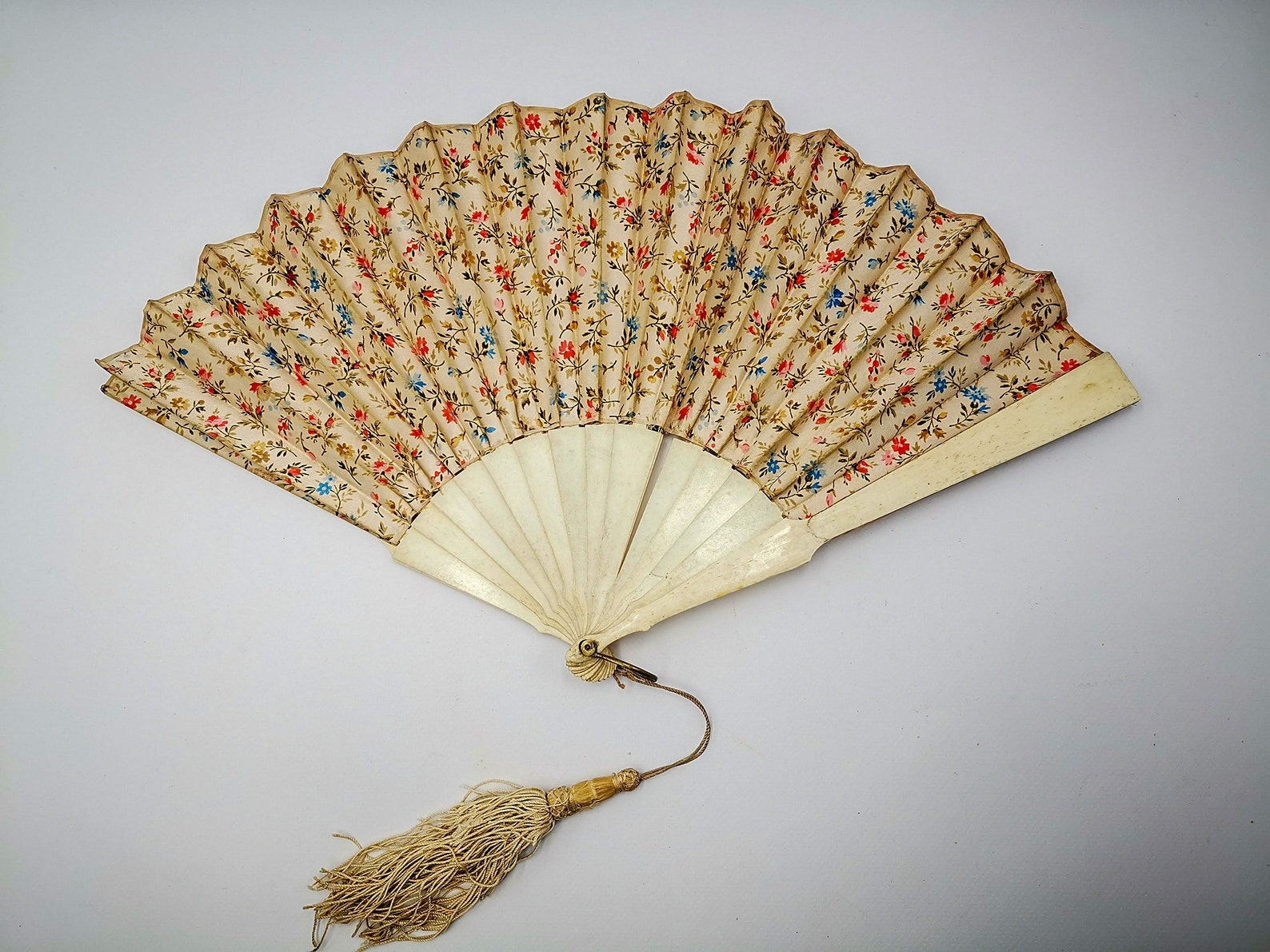 Antique French Hand Fan Folding Fan With Bone Sticks Ivory | Etsy