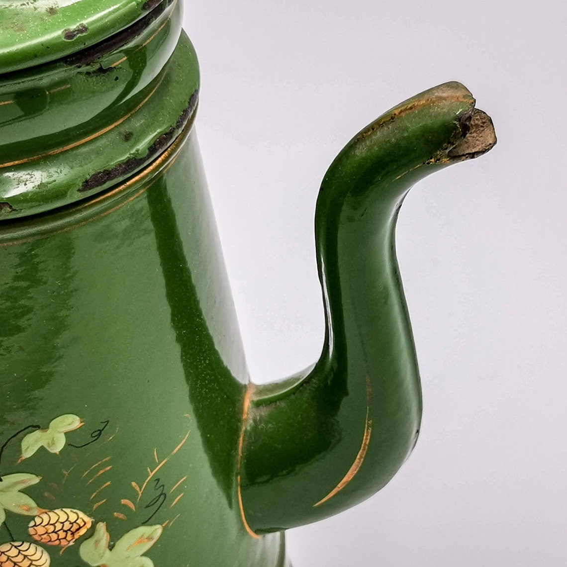 Enamel French COFFEE BIGGIN in Rare Green Color Hand Painted - Etsy