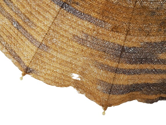 Antique Woven Raffia Parasol, Japanese Style Flat Des… - Gem