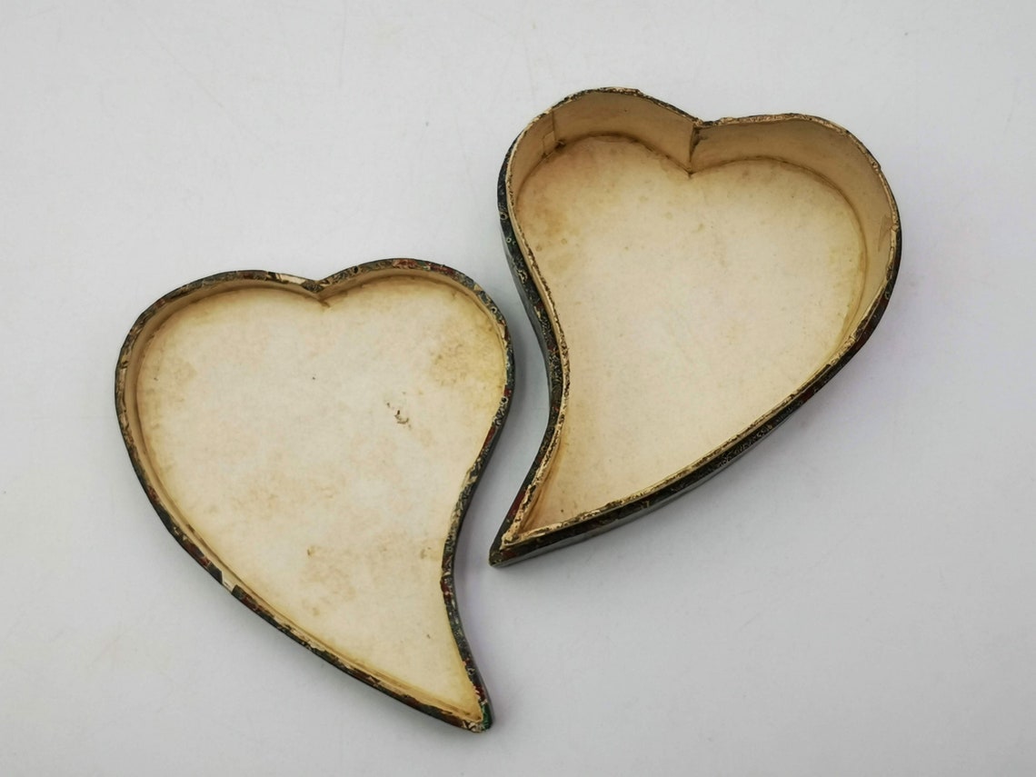 Antique Italian Box Heart Shape Box Covered With Marbled - Etsy
