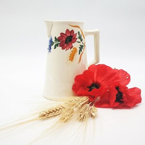 Antique French Ceramic Pitcher, Erthenware Milk Jug With Poppies, Ears ...