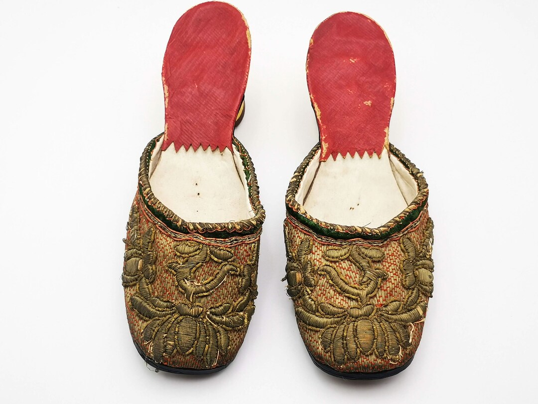 Antique Embroidered Mules, Antique Ottoman Embroidered Mules, Bronze ...
