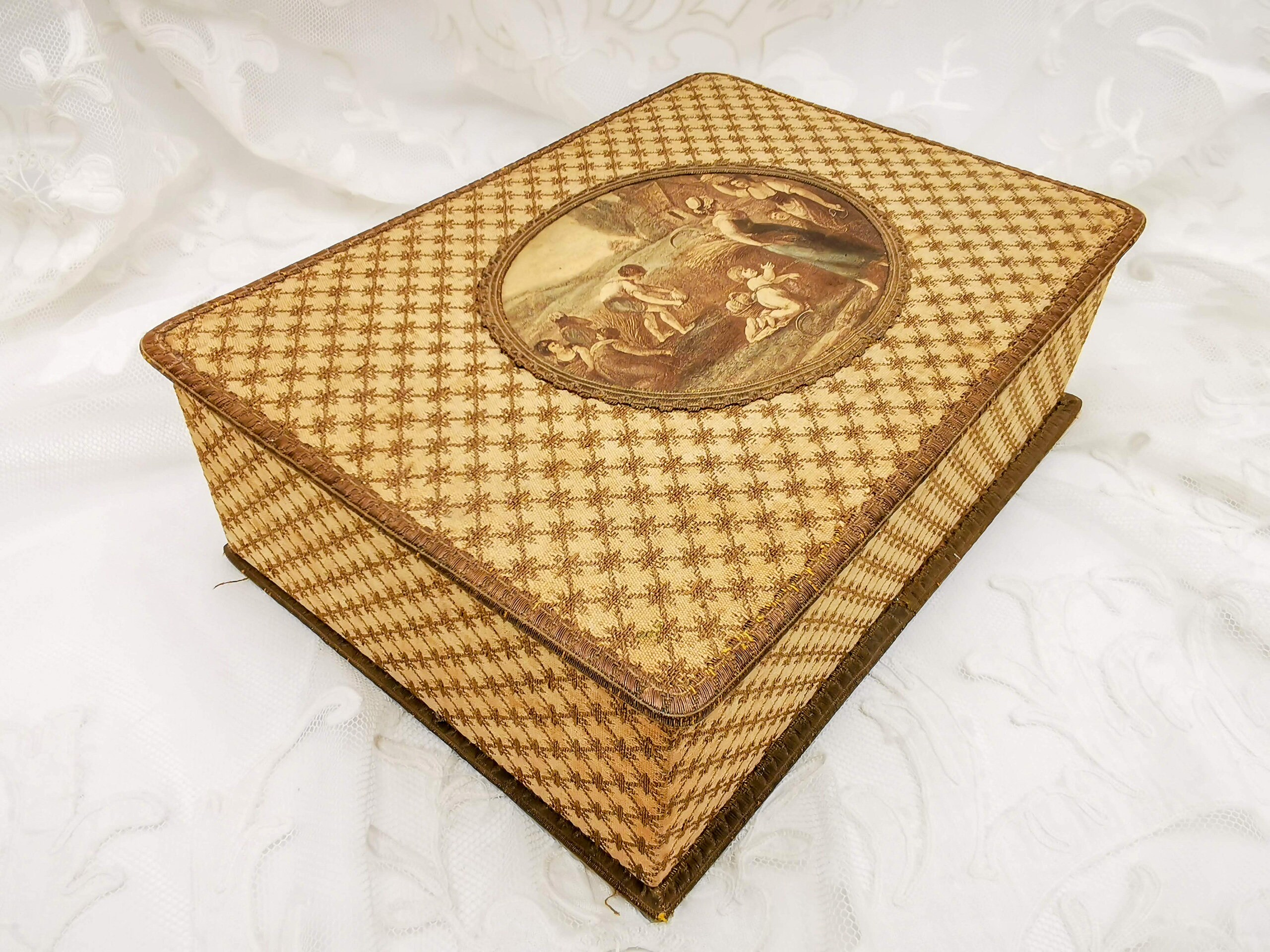 Antique FRENCH FABRIC Box PARIS Romantic Boudoir Style | Etsy