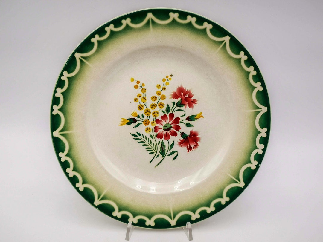 Antique French Ceramic Dish - Large Digoin Sarreguemines Maite Mimosa ...