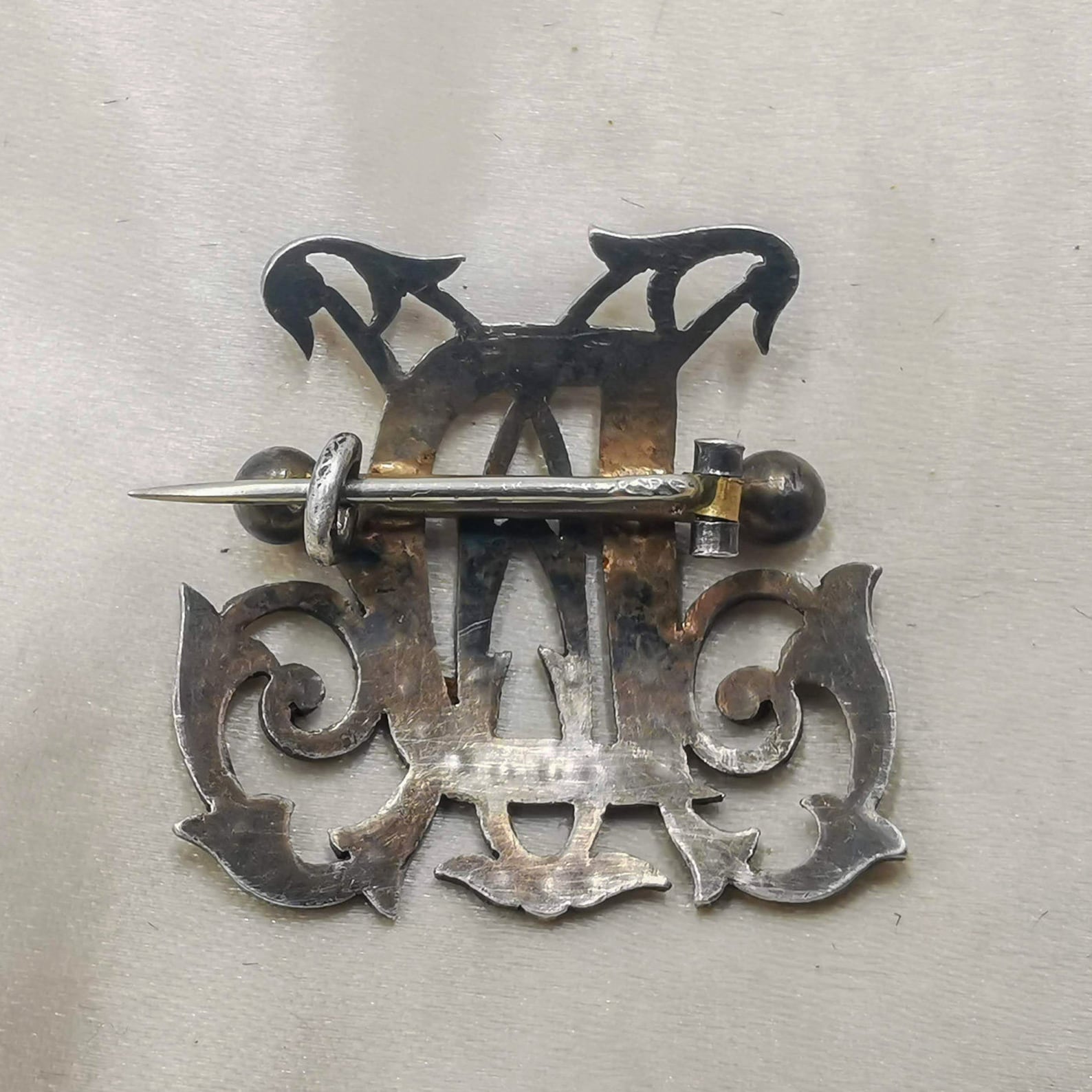 Antique French Brooch Silver Color Metal Cutworked Brooch | Etsy