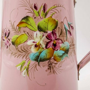 Enamel French Pink COFFEE Pot Hand Painted Violets, Antique Pink ...