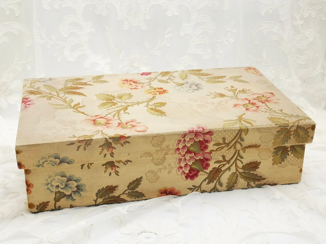 Antique FRENCH FABRIC Boudoir Box, French Wooden Box Covered With ...