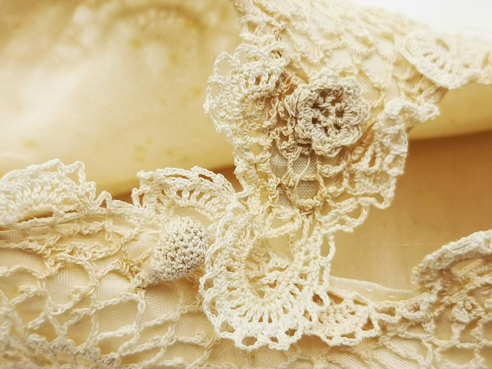 Antique French Irish Crochet Lace Cot Shoes Beige Silk and - Etsy