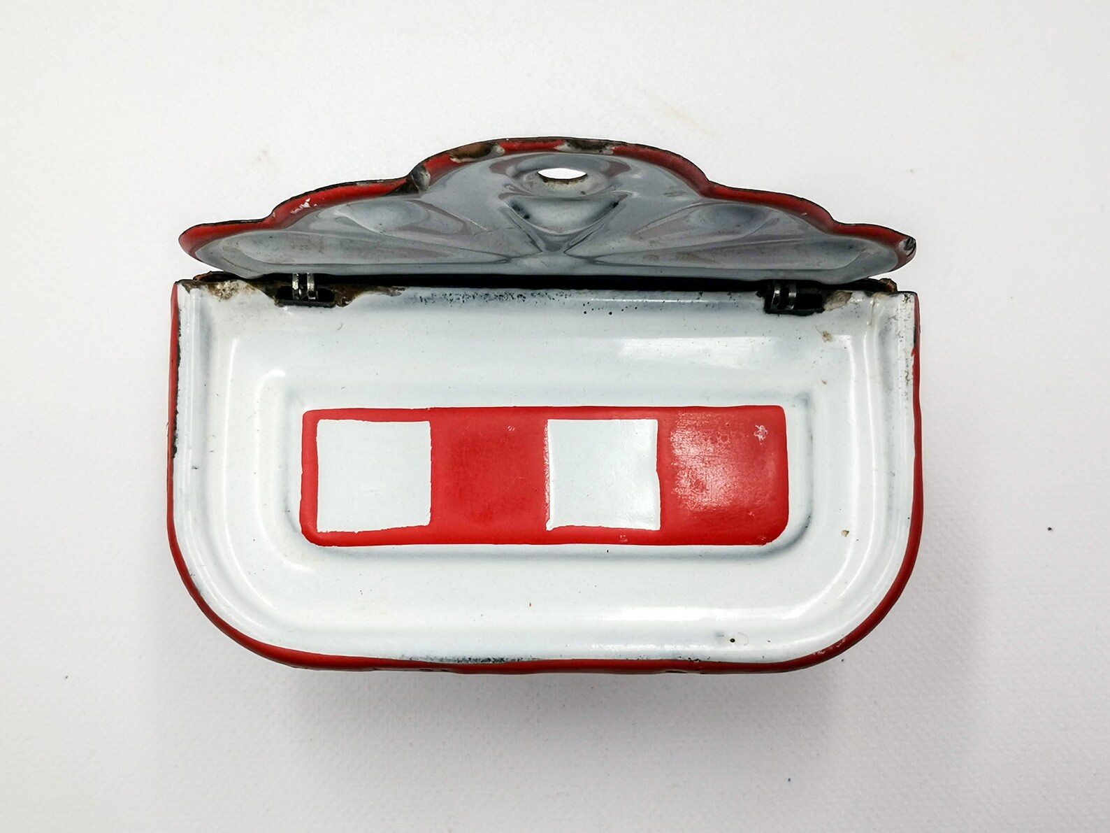 Enameled ALLUMETTES BOX LUSTUCRU White & Red Checks Antique | Etsy