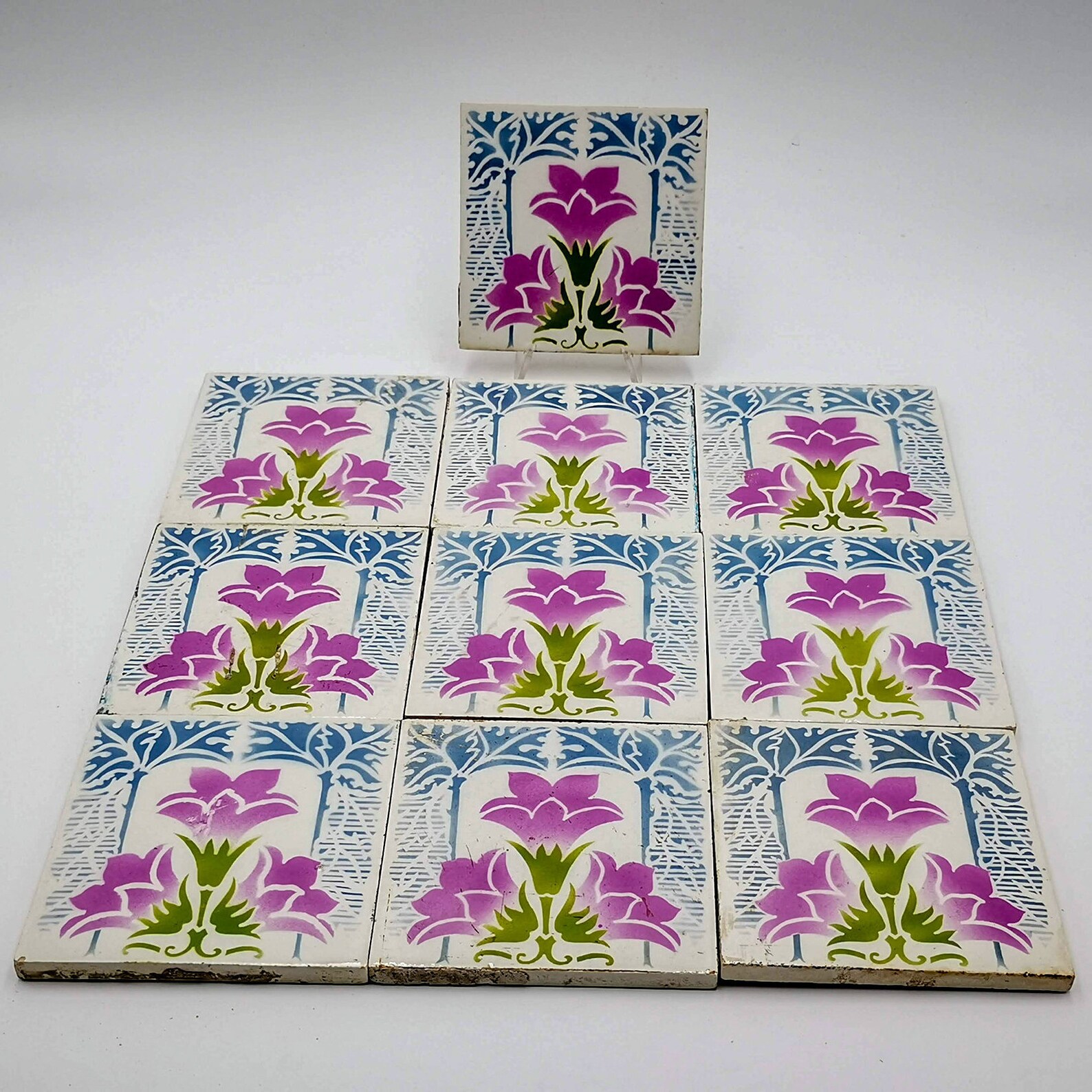 Antique French Tile Art Nouveau Style Signed Saint Amand - Etsy