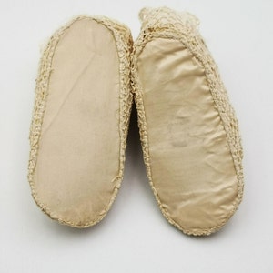 Antique French Irish Crochet Lace Cot Shoes, Beige Silk and Crochet ...