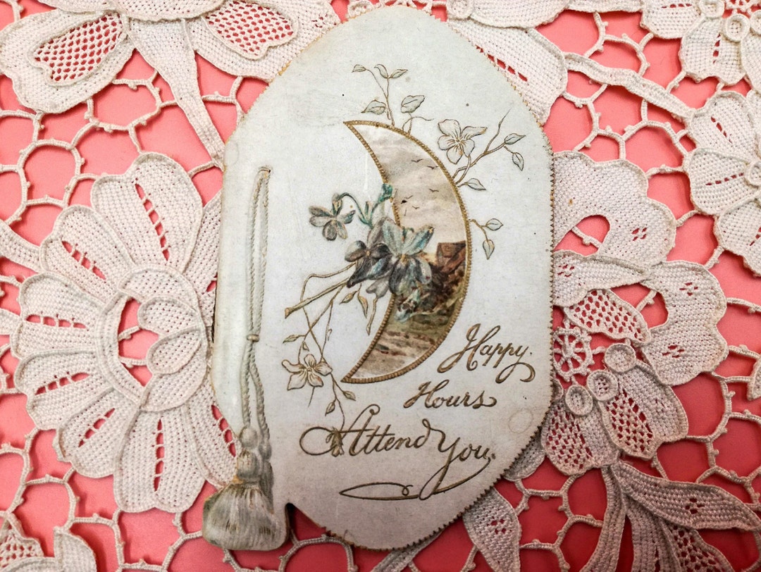 Antique Edwardian Poetry Booklet, Crescent Moon & Violets - Etsy