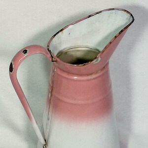 Antique French Enameled Body Pitcher, Pink to White Shades, Shabby Chic ...