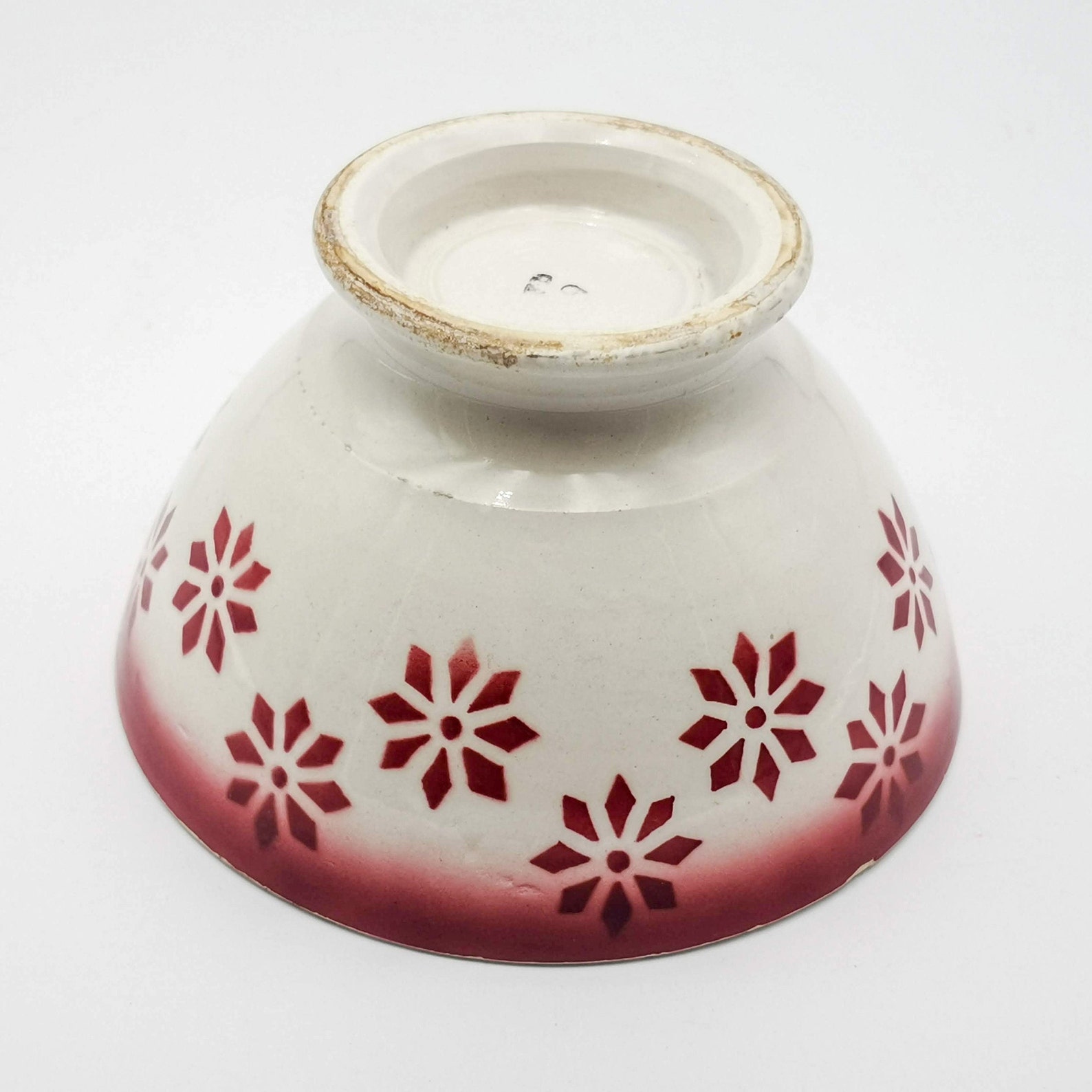 Antique French Cafe Au Lait Bowl, Red Star Stencil, Vintage Ceramic - Etsy