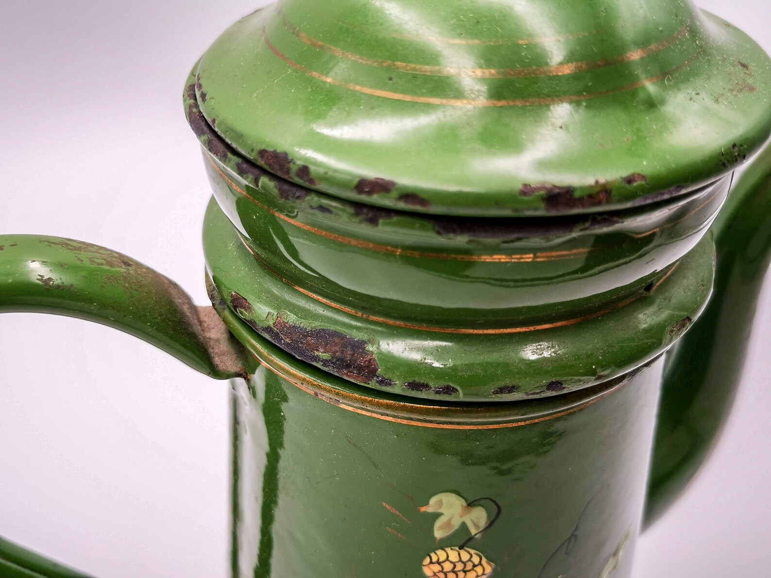 Enamel French COFFEE BIGGIN in Rare Green Color Hand Painted - Etsy