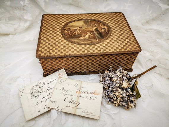 Antique FRENCH FABRIC Box PARIS Romantic Boudoir Style | Etsy