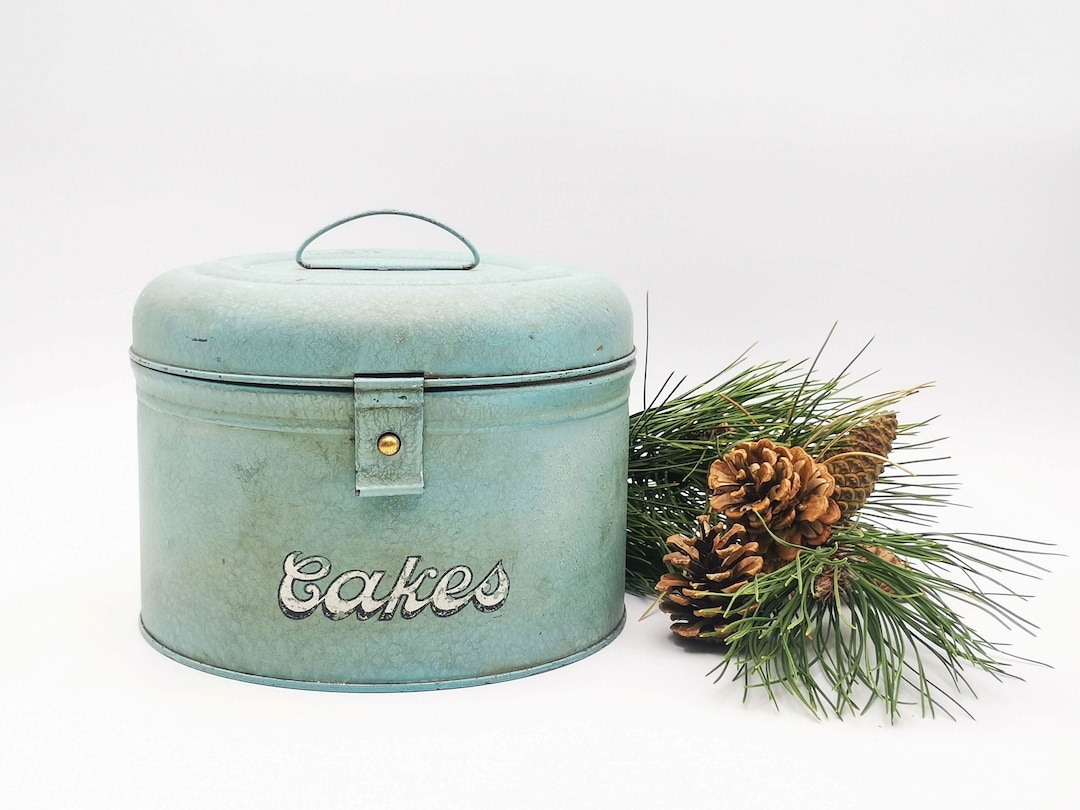 Vintage Tin Box for Cakes English Cakes Box Aqua Blue - Etsy