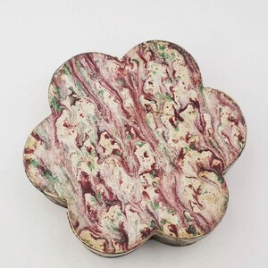 Antique Italian Box, Flower Shape Box, Covered With Marbled Paper, Hand ...