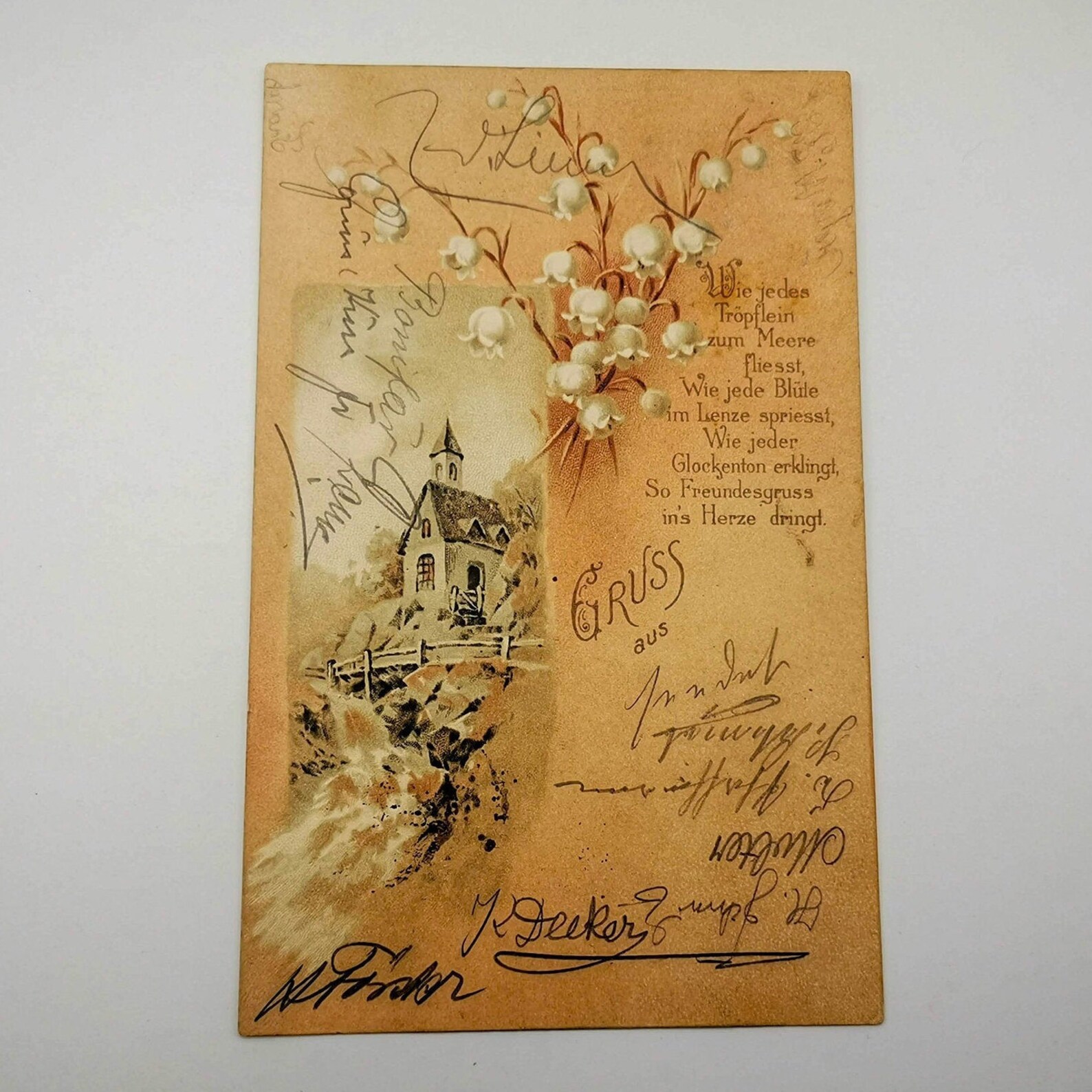 Antique Austrian Postcard With Lilies of the Valley and - Etsy
