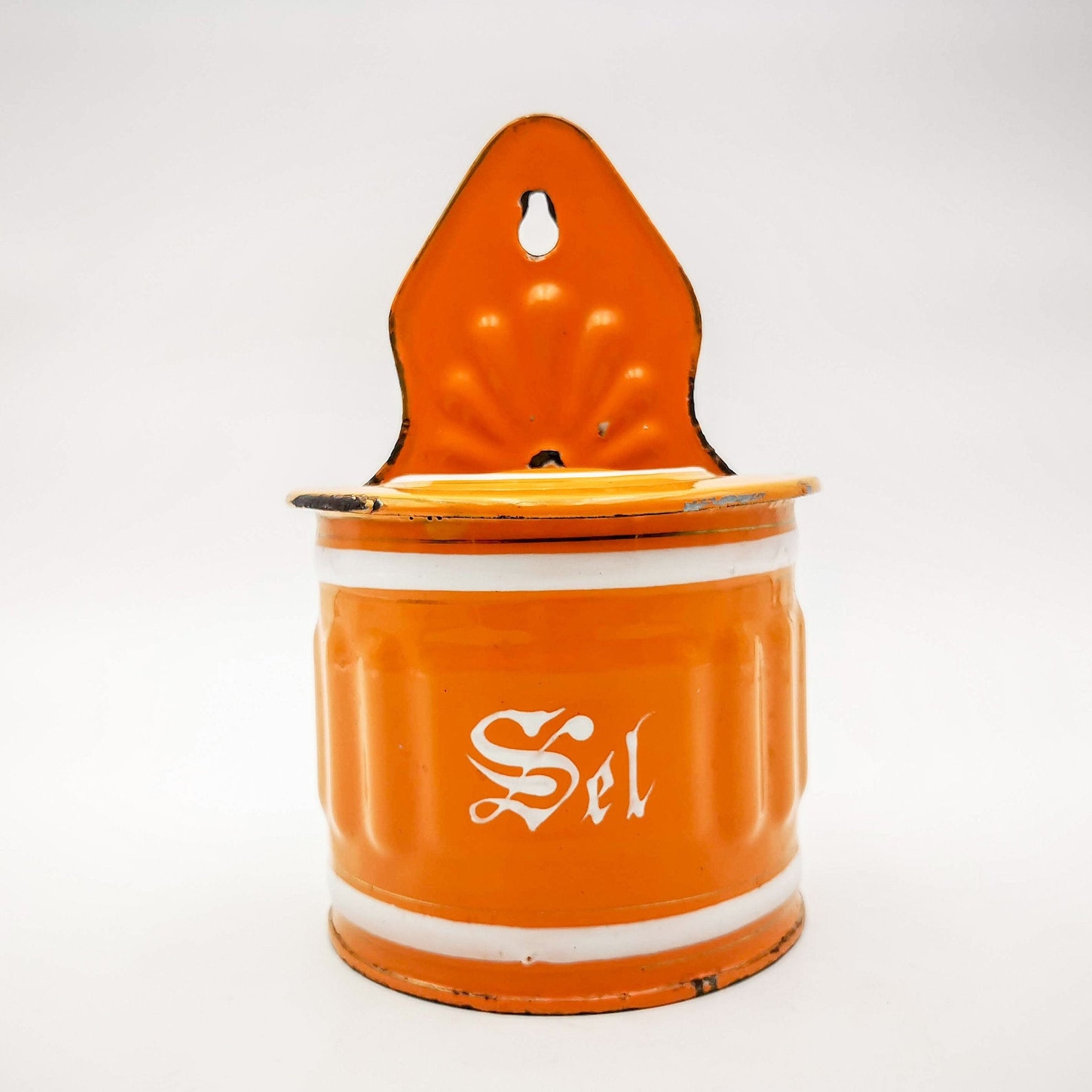 Antique French Enamel SALT BOX Orange Enamel Salt Box White - Etsy