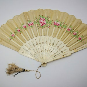 Antique French Hand Fan, Folding Fan Fretworked & Engraved Sticks, Hand ...