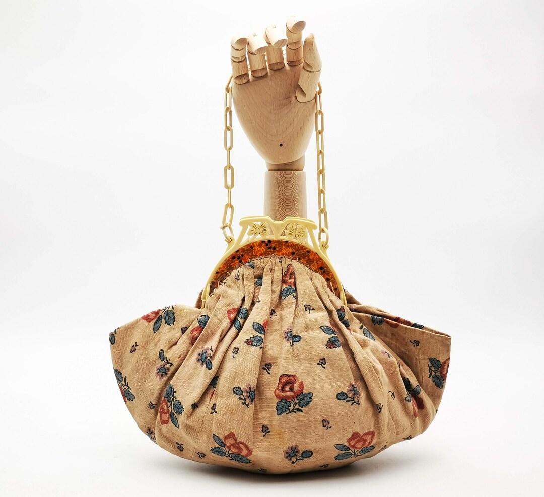 Antique French Hand Bag, Art Decò Era Bag With Celluloid Frame and ...
