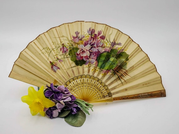 Antique French hand fan with original box, folding fa… - Gem