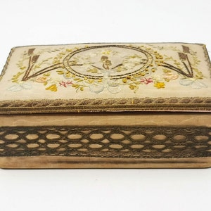 Antique French Jewelry Box, Silk Textile Box, Hand Embroidered ...