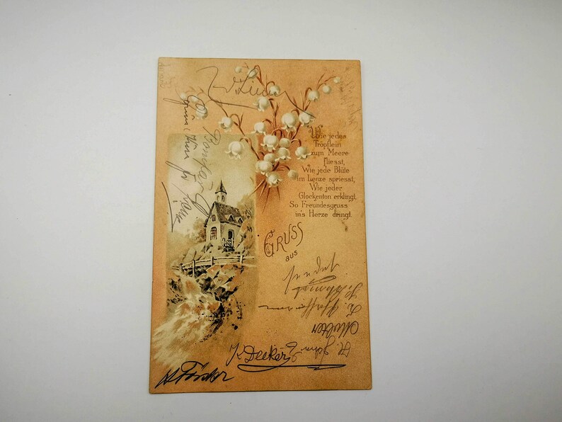 Antique Austrian Postcard With Lilies of the Valley and - Etsy
