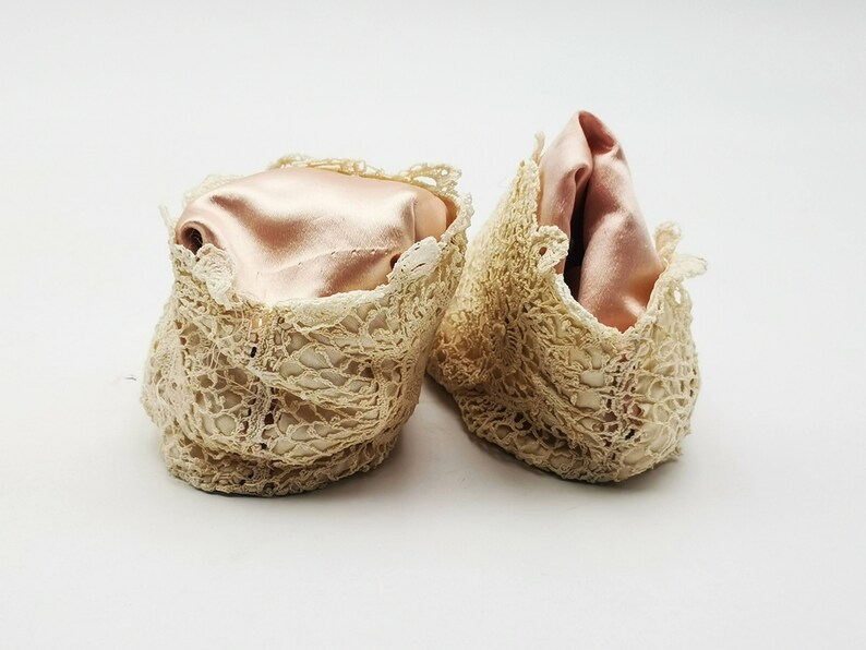Antique French Irish Crochet Lace Cot Shoes Beige Silk and - Etsy