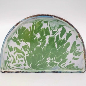 Antique French Enameled SALT BOX, Marbled Decor Green & White, Vintage ...