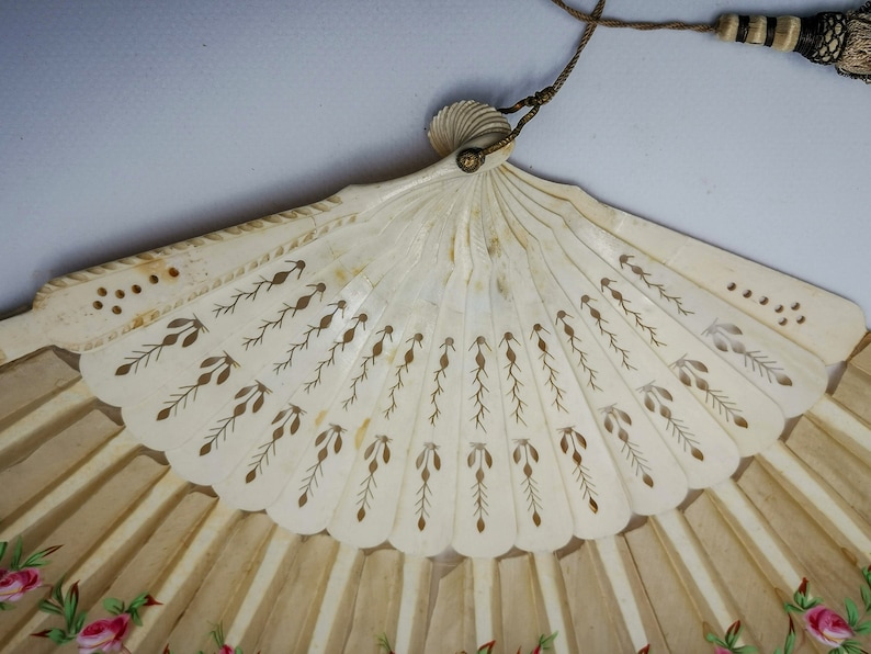 Antique French Hand Fan Folding Fan Fretworked & Engraved | Etsy